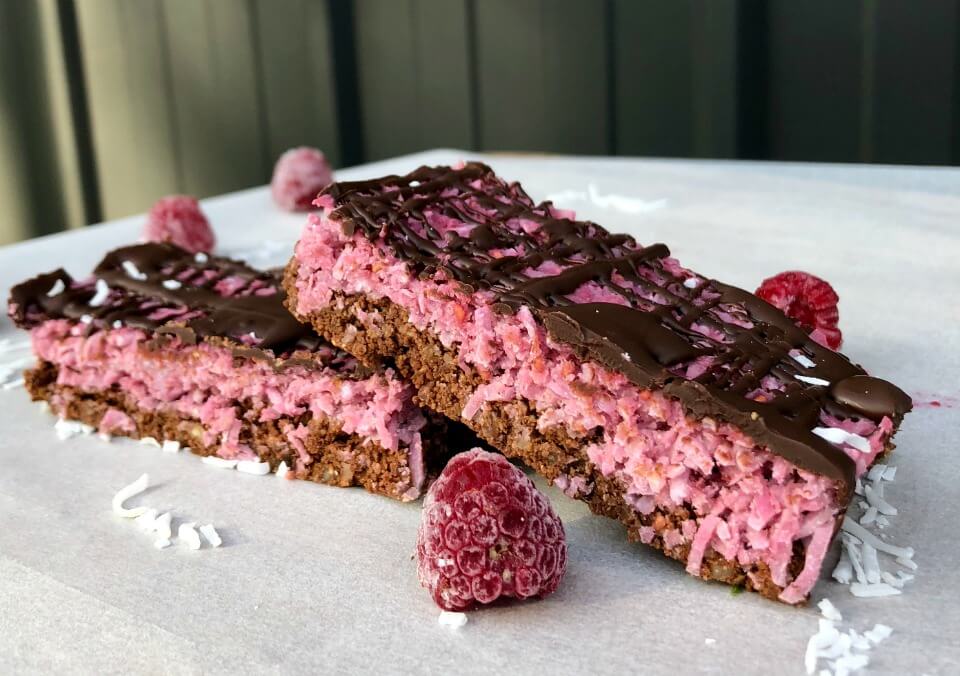 Raw raspberry coconut chocolate slice 190 calories